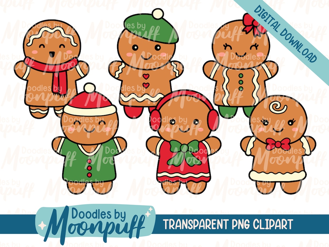 Christmas Gingerbread Men Clipart, Cute Holiday Gingerbread PNG Clipart ...