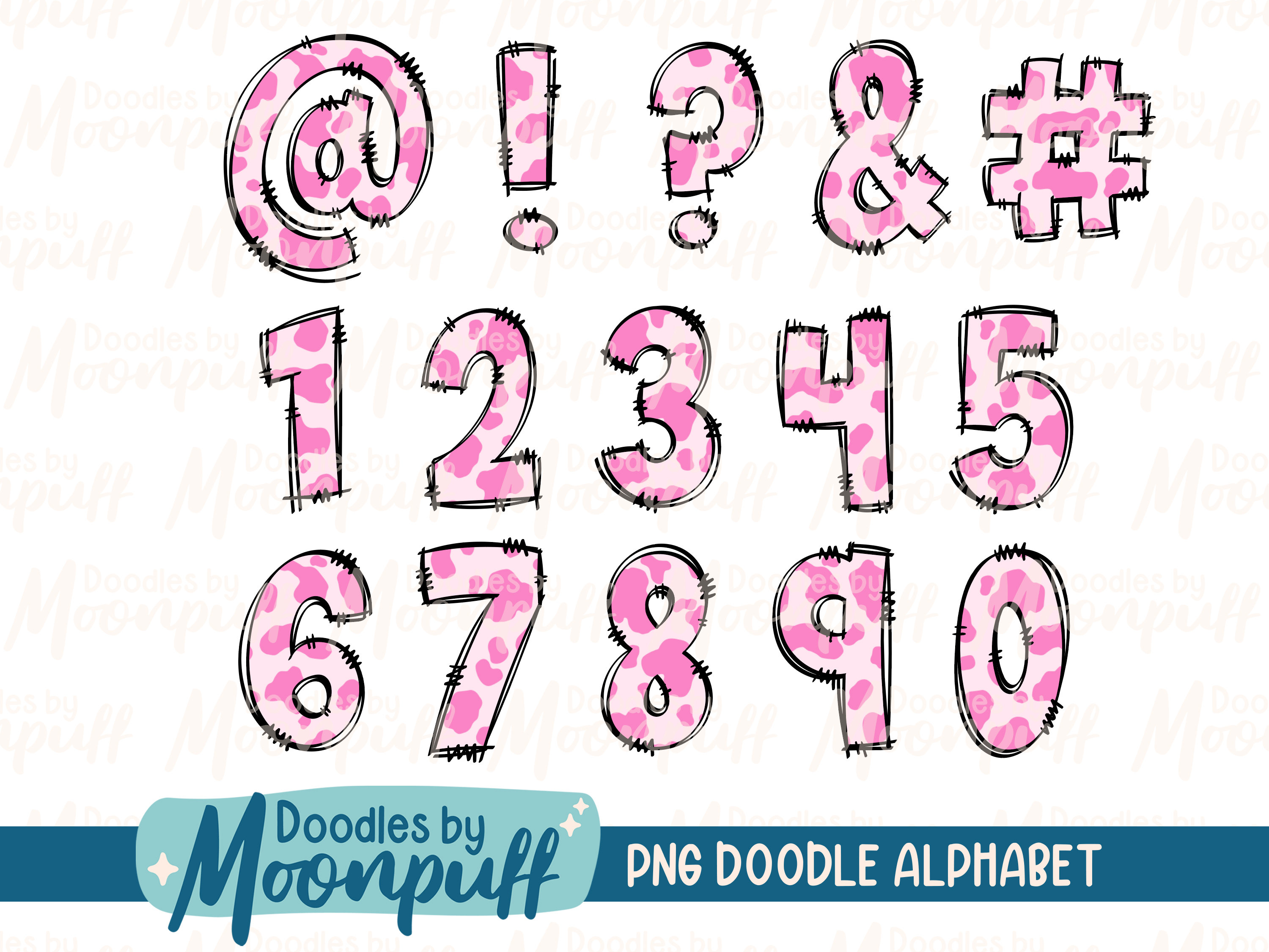 Pink Cow Print Doodle Alphabet Letters Transparent Pngs - Etsy