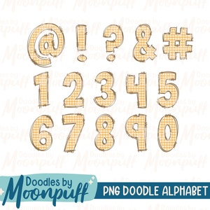 4 Color Autumn Gingham Doodle Alphabet Letters Transparent Pngs, Orange ...