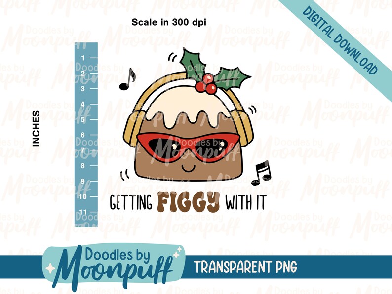 Getting Figgy With It Sublimation Design, Kawaii Christmas Pudding PNG ...