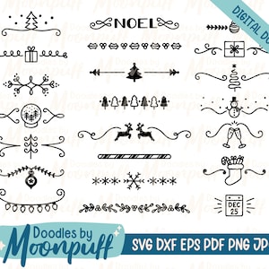 Hand-drawn Simple Holiday Dividers Clipart, Festive Christmas Border ...