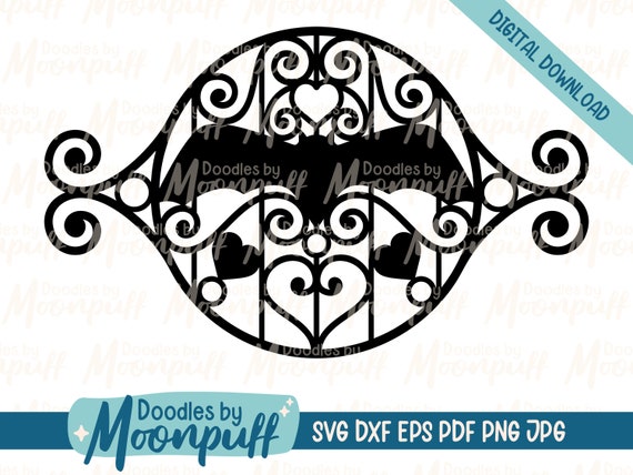 Ornamental Bat SVG Cut File Halloween Decor Cuttable Wrought - Etsy