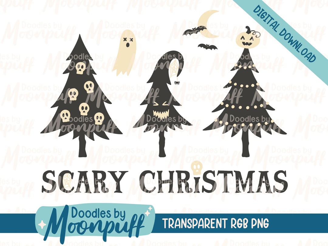 Scary Christmas Tree Sublimation Design, Holiday Halloween PNG Clipart ...