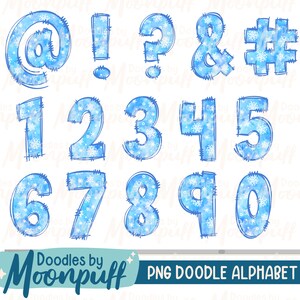 Snowflakes on Blue Watercolor Background Doodle Alphabet Letters Transparent Pngs, Sublimation ...