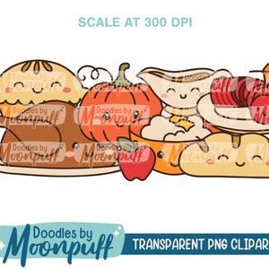 Kawaii Thanksgiving Dinner Clipart, Cute Thanksgiving PNG Clipart, Kids ...
