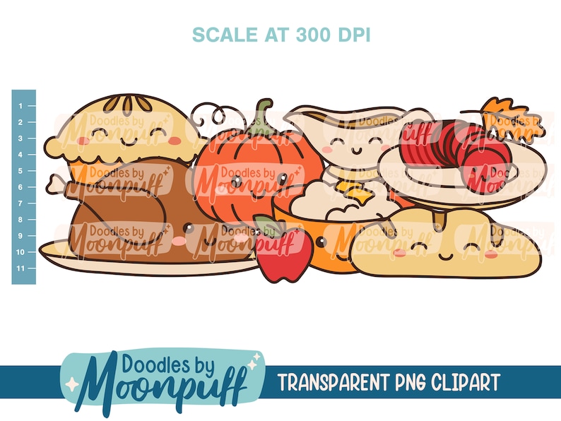Kawaii Thanksgiving Dinner Clipart, Cute Thanksgiving PNG Clipart, Kids ...