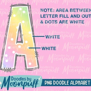 White Confetti on Pastel Rainbow Gradient Doodle Alphabet Letters ...