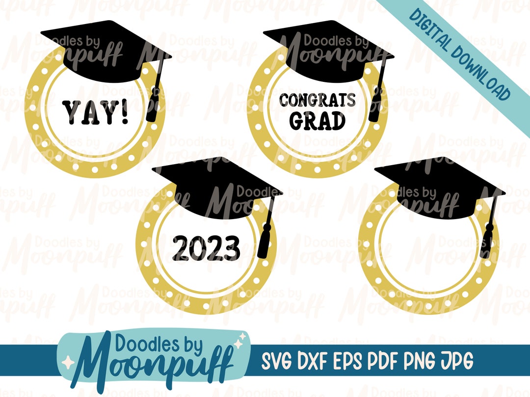 Graduation Layered Cupcake Topper SVG Cut File, Yay Congrats Grad 2023 ...