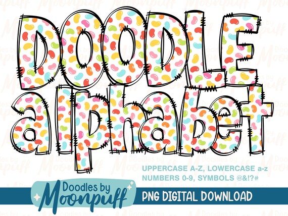 Jelly Beans Doodle Alphabet Letters Transparent Pngs - Etsy