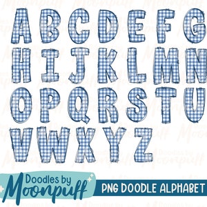 Blue Cottagecore Doodle Alphabet Letters Transparent Pngs, Sublimation ...