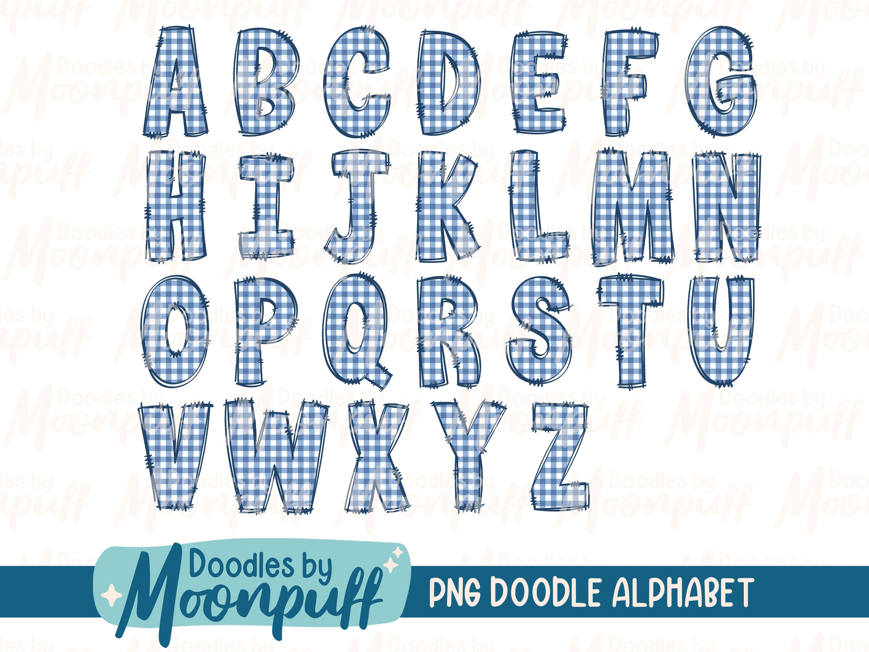 Blue Cottagecore Doodle Alphabet Letters Transparent Pngs - Etsy