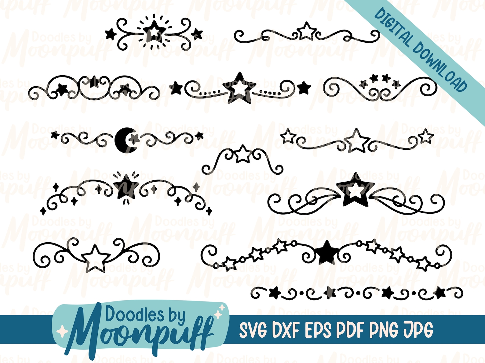Hand-drawn Star Dividers SVG Cut File Star Border Decorative - Etsy