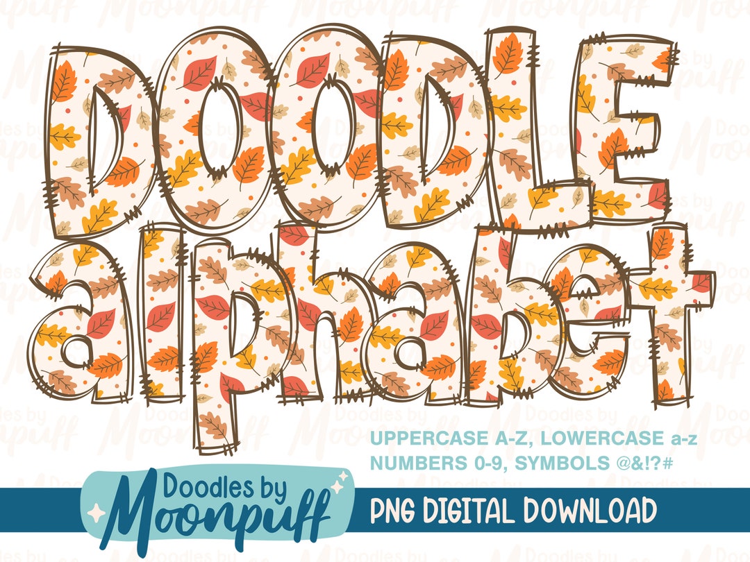 Falling Autumn Leaves Doodle Alphabet Letters Transparent Pngs, Cute ...