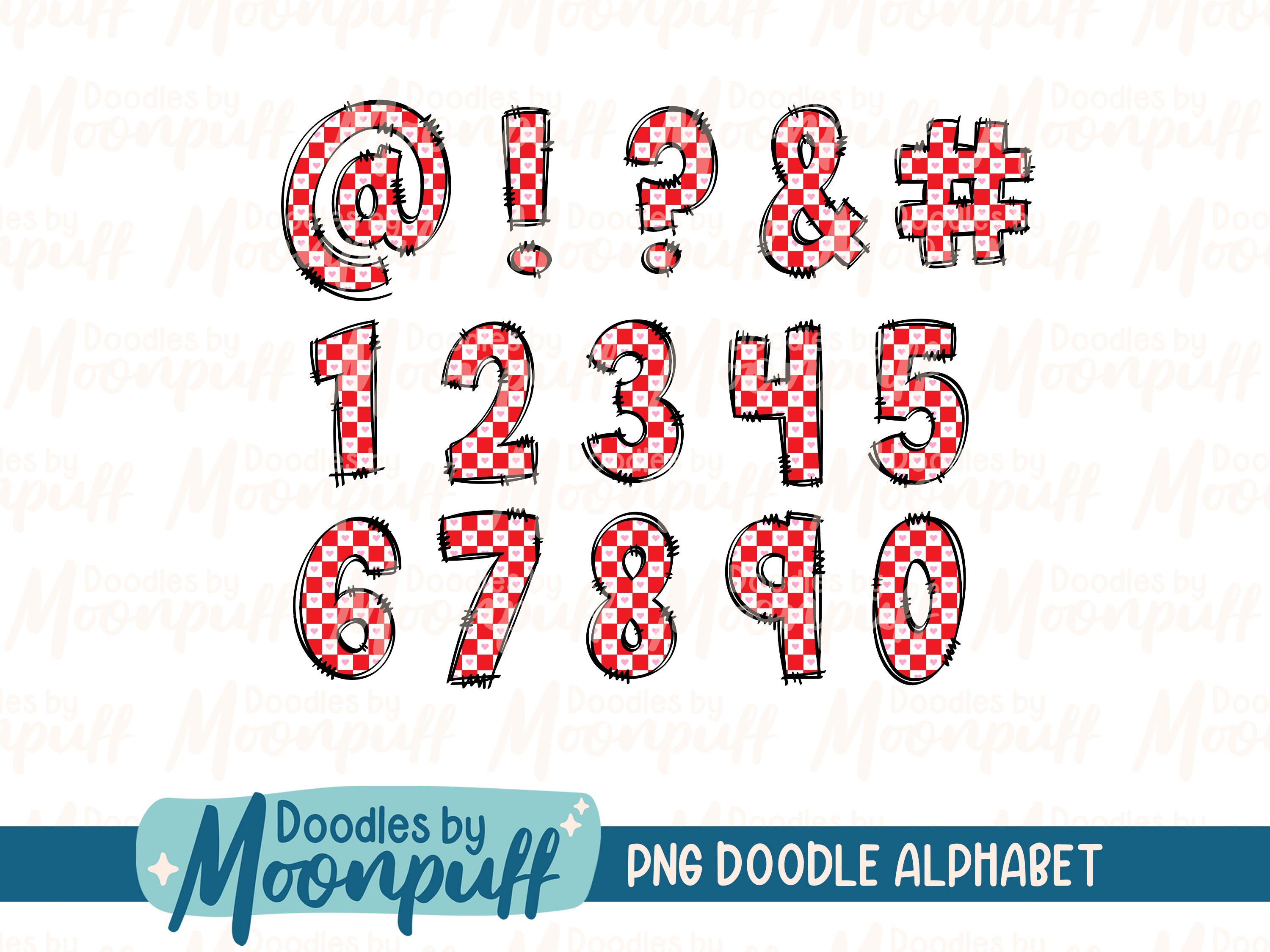 Heart Checkboard Doodle Alphabet Letters Transparent Pngs - Etsy