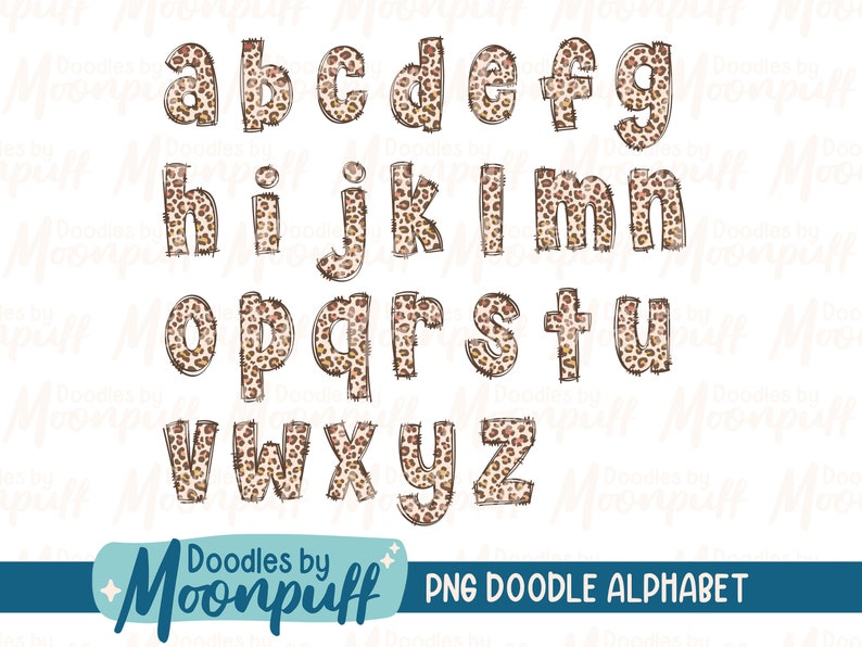 Boho Leopard Print Doodle Alphabet Letters Transparent Pngs ...