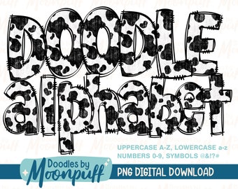 Pink Cow Print Doodle Alphabet Letters Transparent Pngs, Sublimation ...