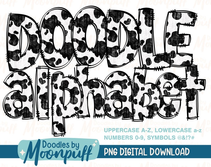 Digital Download | Doodle Black and White Cow Print Pattern Fill | PNG ...