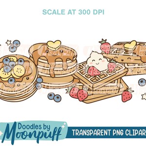 Kawaii Pancake and Waffles Clipart, Cute Breakfast PNG Clipart, Cute ...