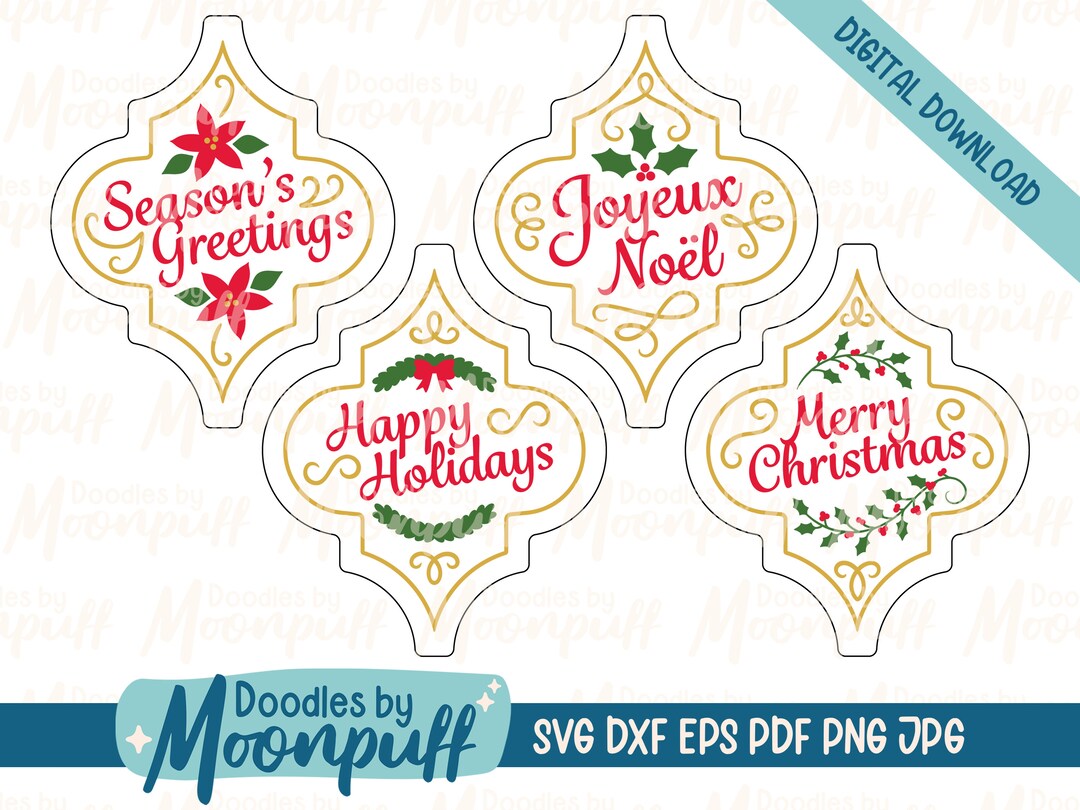 Elegant Christmas Arabesque Tile Ornament SVG Digital Cut File, Holiday ...