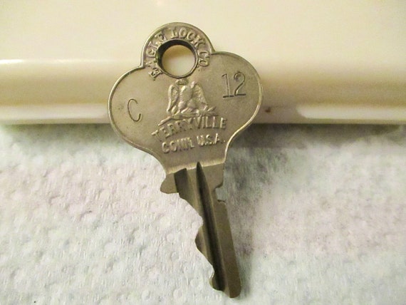 Antique Eagle Lock Company Key Ornate Markings Terryville | Etsy