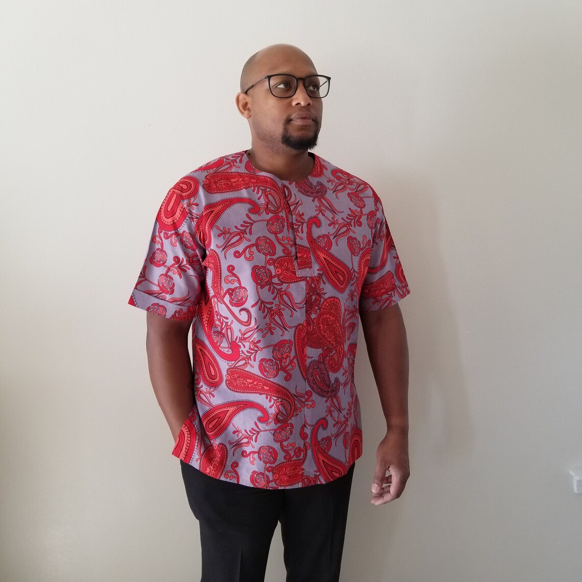 Men's African Print Top, Ankara Tunic, Short and Long Sleeve, Shirt ...