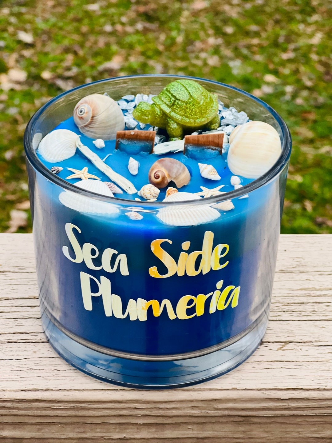 Sea Side and Plumeria Candle Beach Candle Shell Candle - Etsy