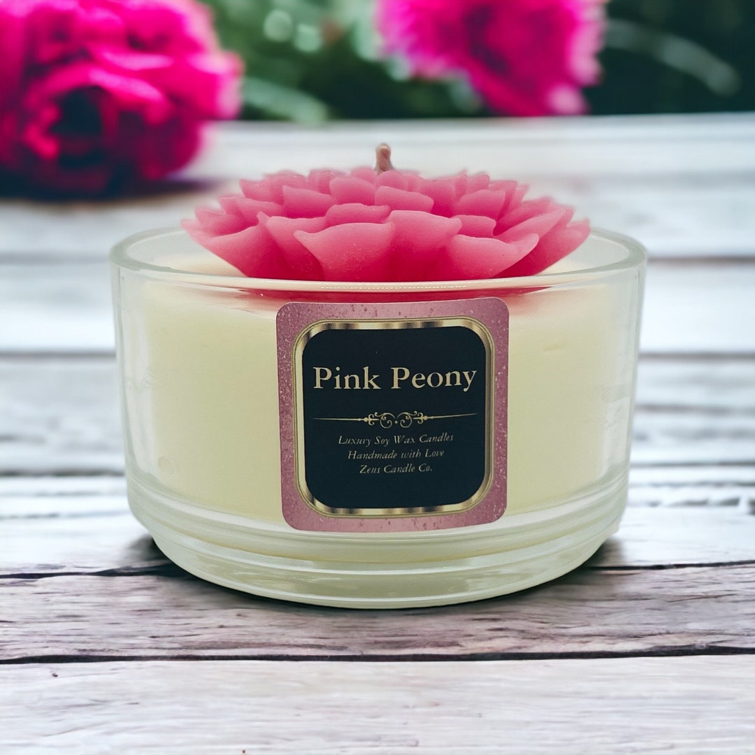 Peony Candle Pink Peony Candle Flower Candle Candle Decor Pink Candle ...