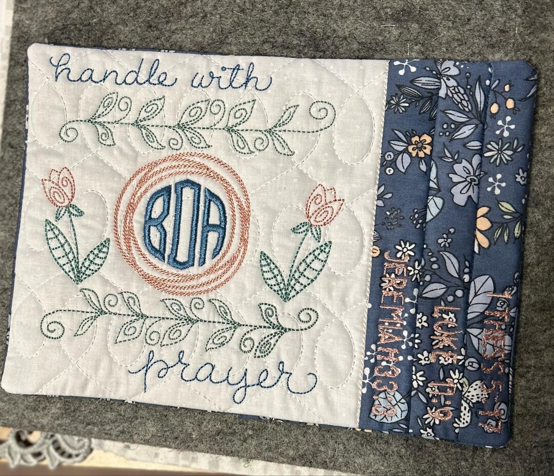 Handle With Prayer Mug Rug, Embroidered, Monogram, Prayer Verses ...