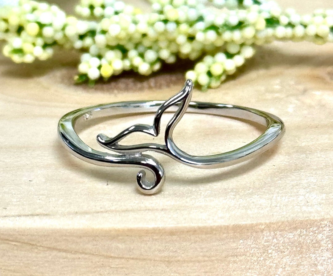 Whale's Tail Wrap Around Ring Solid 925 Sterling Silver Fish Tail Ring ...