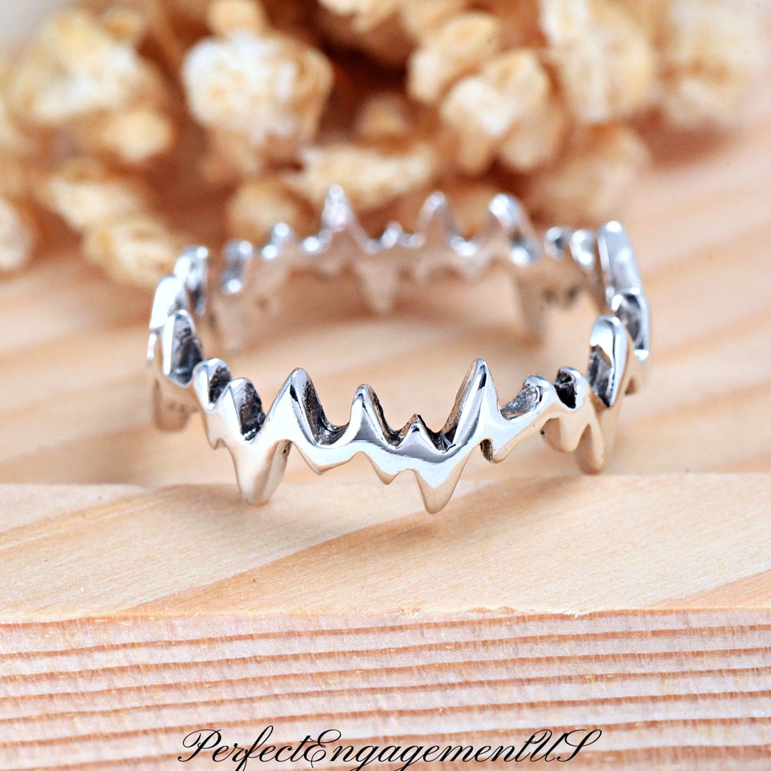 Heart Rate Graph Inspired Eternity Ring | Solid 925 Sterling Silver ...