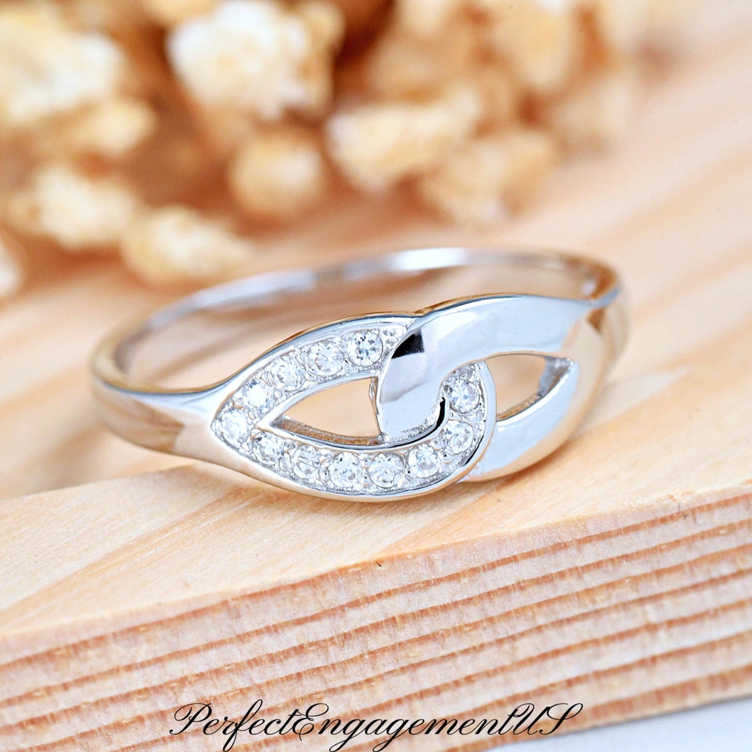 Interlocking Chain Statement Ring | Solid 925 Sterling Silver Cubic ...