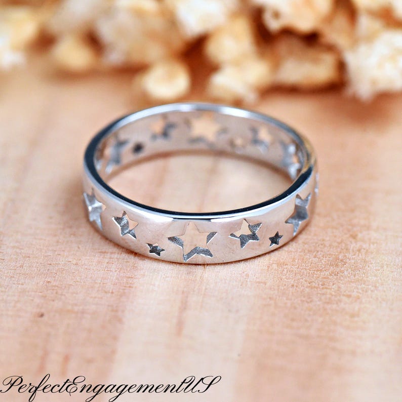 Stars Cut Out Band | Solid 925 Sterling Silver Celestial Stars Ring ...