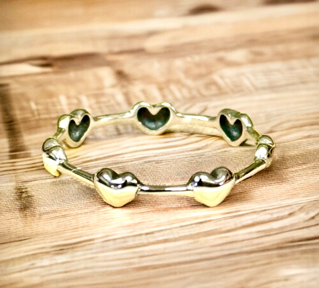 Linked Hearts Promise Ring Solid 925 Sterling Silver Heart Ring Womens ...
