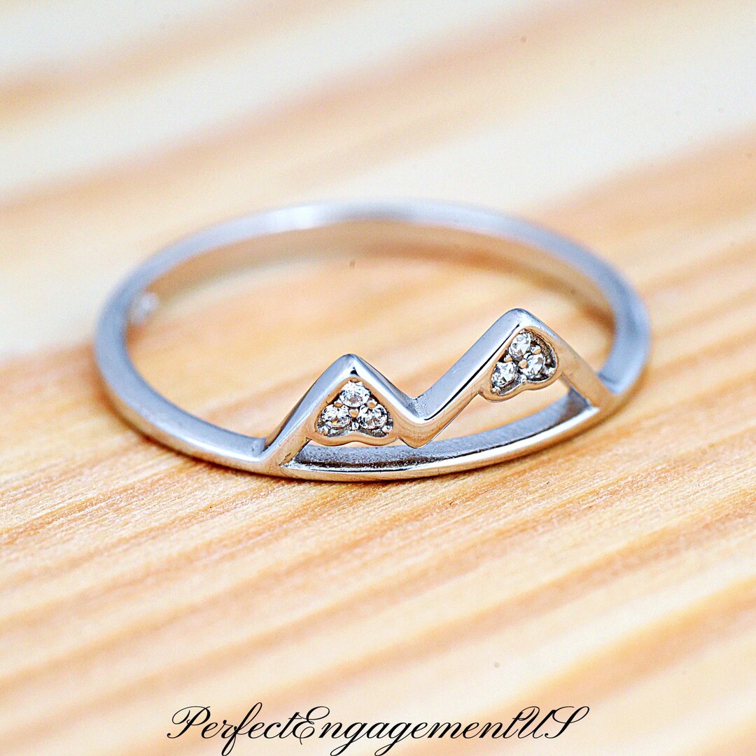 Mountains CZ Ring | Solid 925 Sterling Silver Hiker's Ring | Women's ...