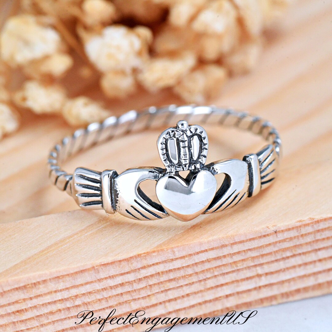 Rope Twist Claddagh Ring | Solid 925 Sterling Silver Claddagh ...