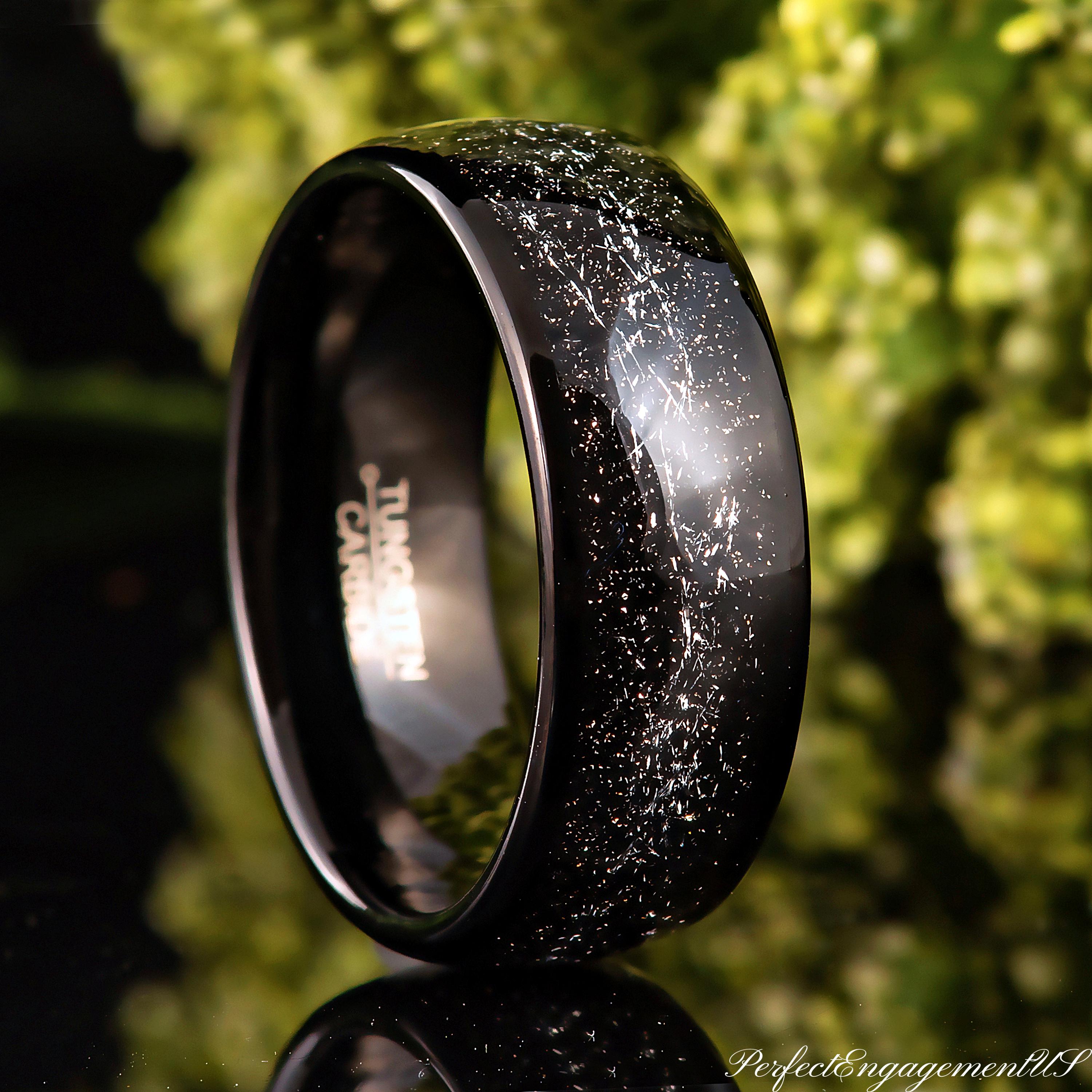8mm Gold Plated Space Inspired Cosmic Galaxy Inlay Wedding Band, Nebula ...