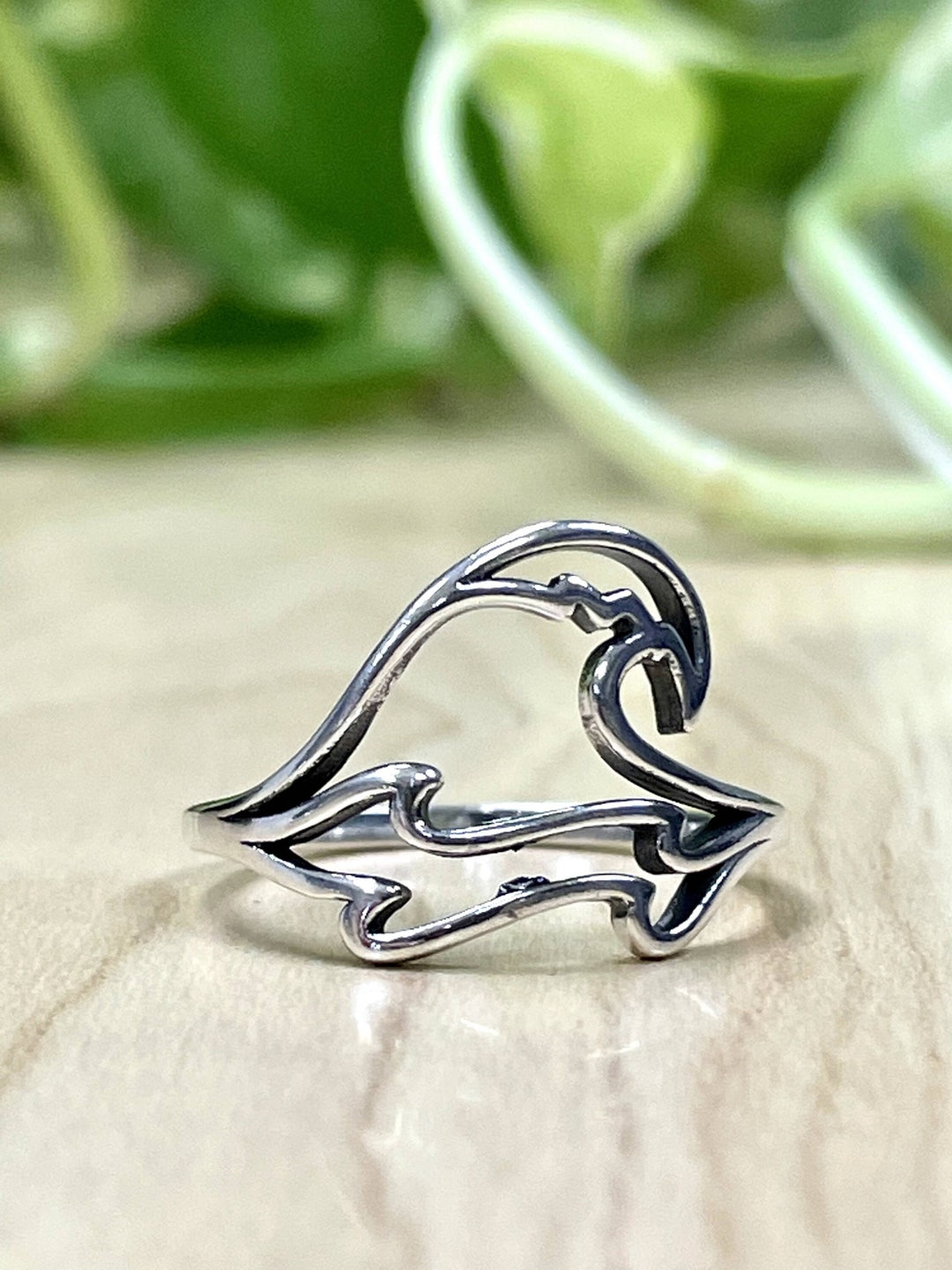 Tidal Waves Statement Ring Solid 925 Sterling Silver Ocean Wave Plain Ring Womens Silver Ring ...