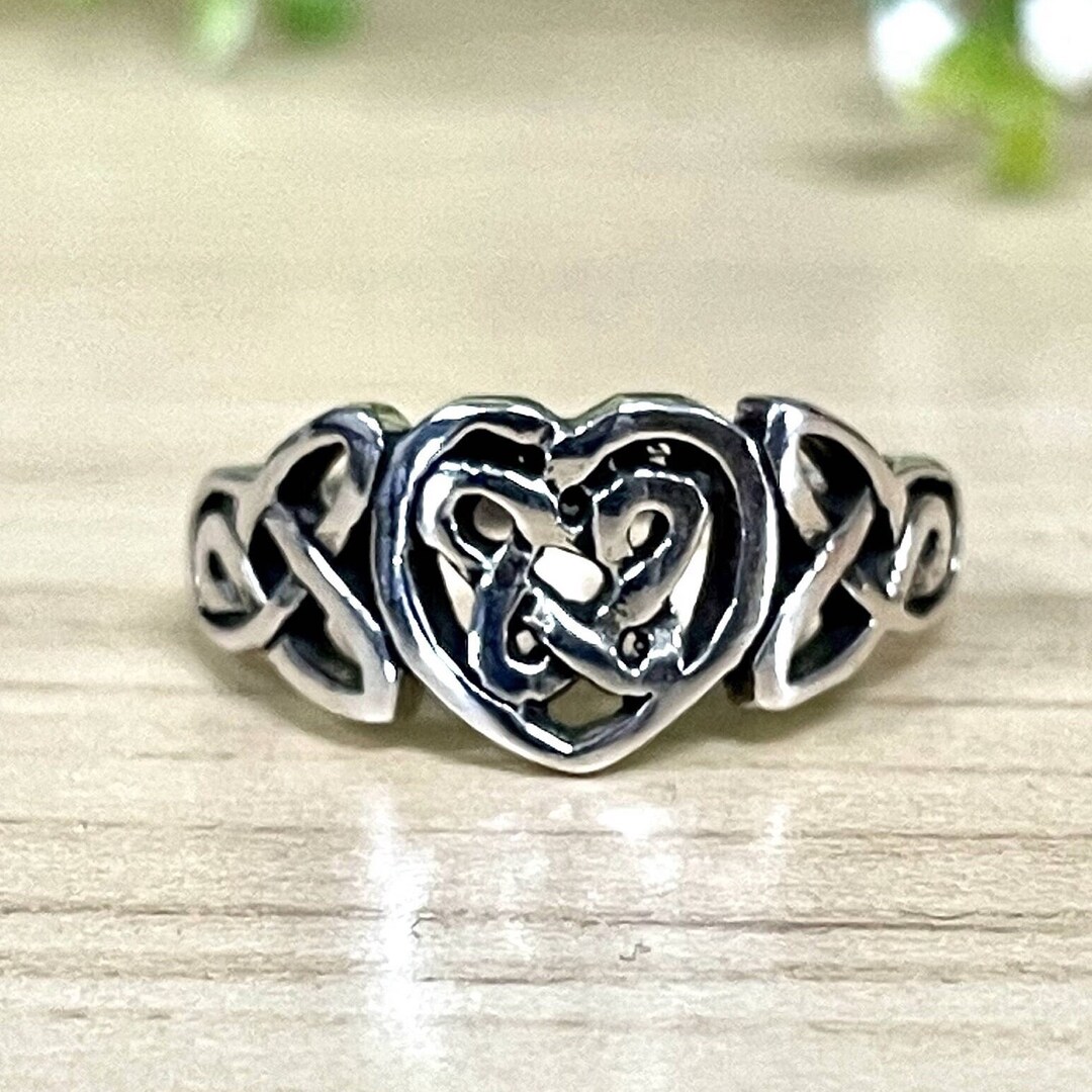 Celtic Knot Filigree Heart Ring Solid 925 Sterling Silver - Etsy
