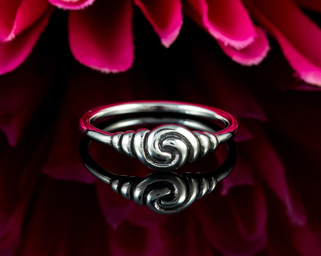 Spiral Seashell Ring for Her Solid 925 Sterling Silver Stackable Ring ...