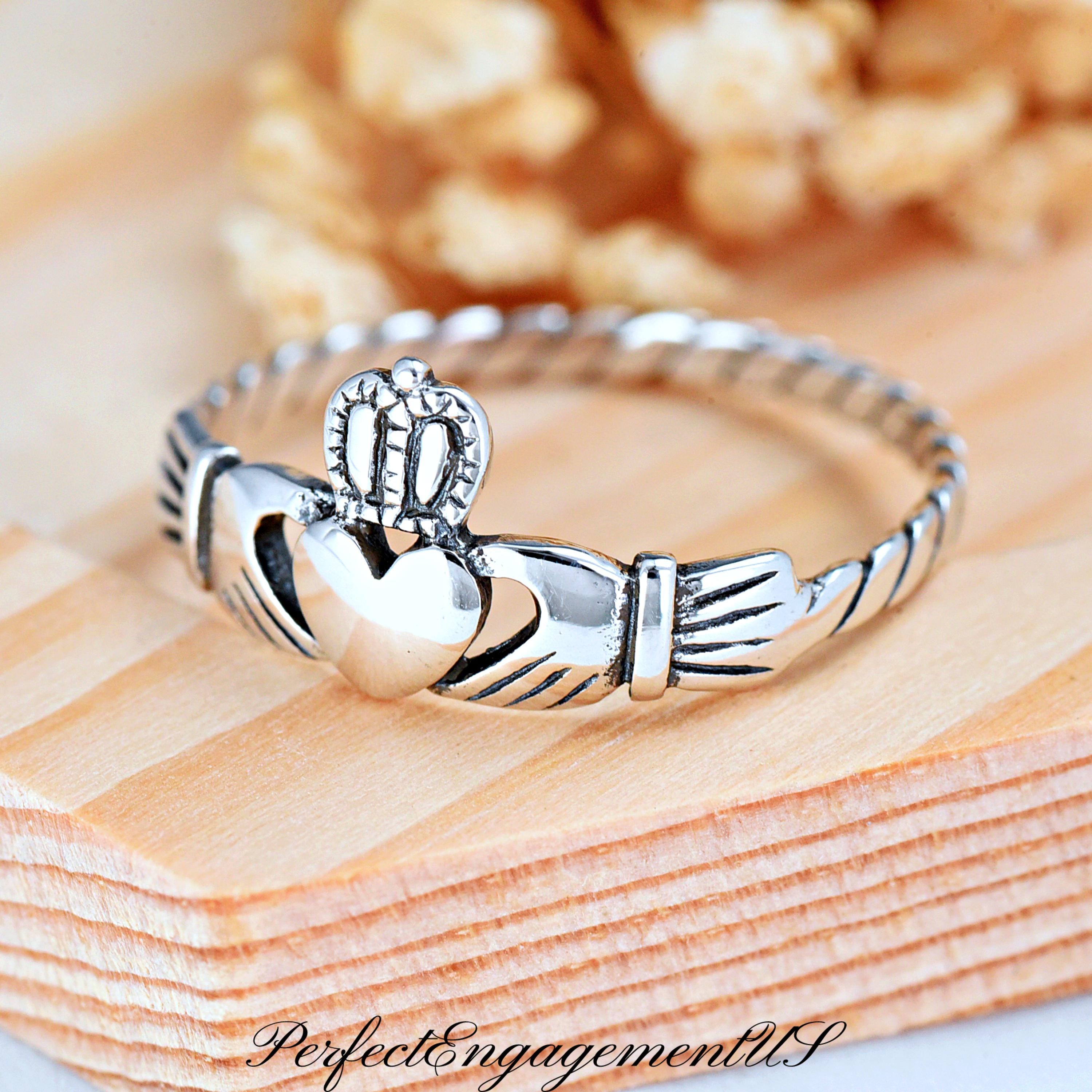 Rope Twist Claddagh Ring | Solid 925 Sterling Silver Claddagh ...