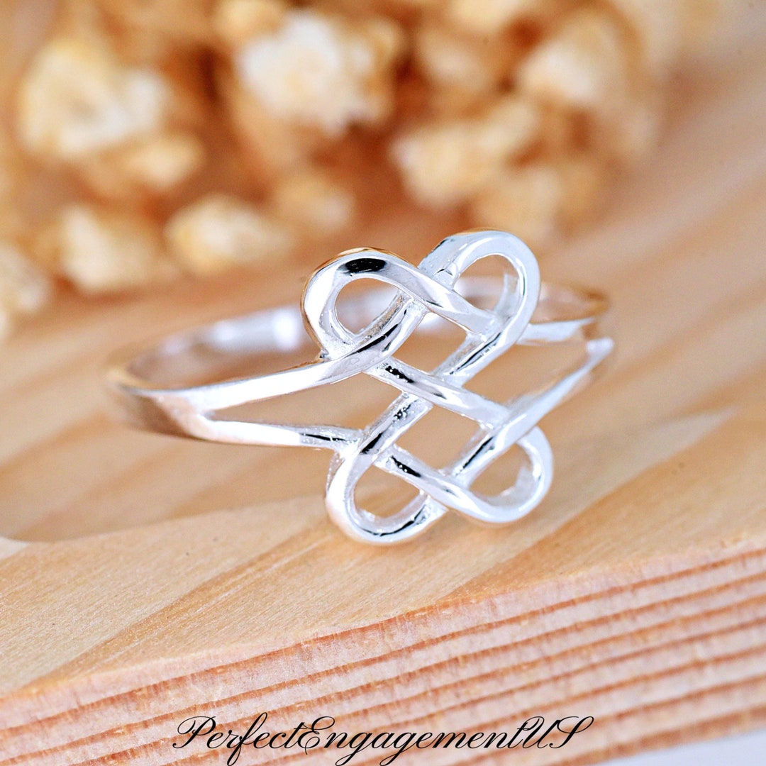Heart Knot Promise Ring | Solid 925 Sterling Silver Heart Ring | Women ...