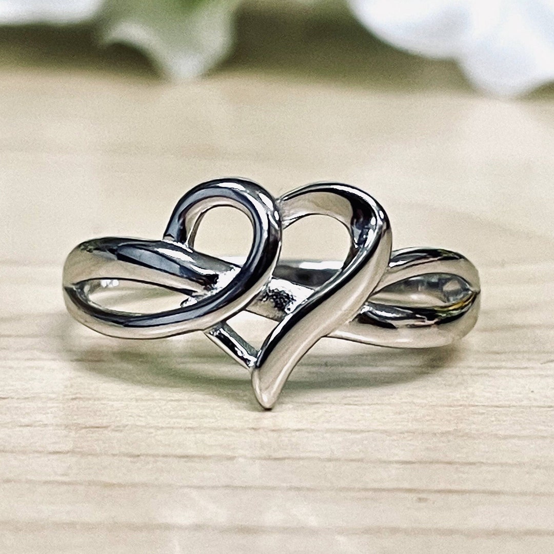 Elegant Heart Promise Ring Solid 925 Sterling Silver Heart - Etsy