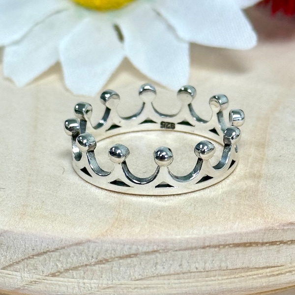 Silver Crown Ring - Etsy