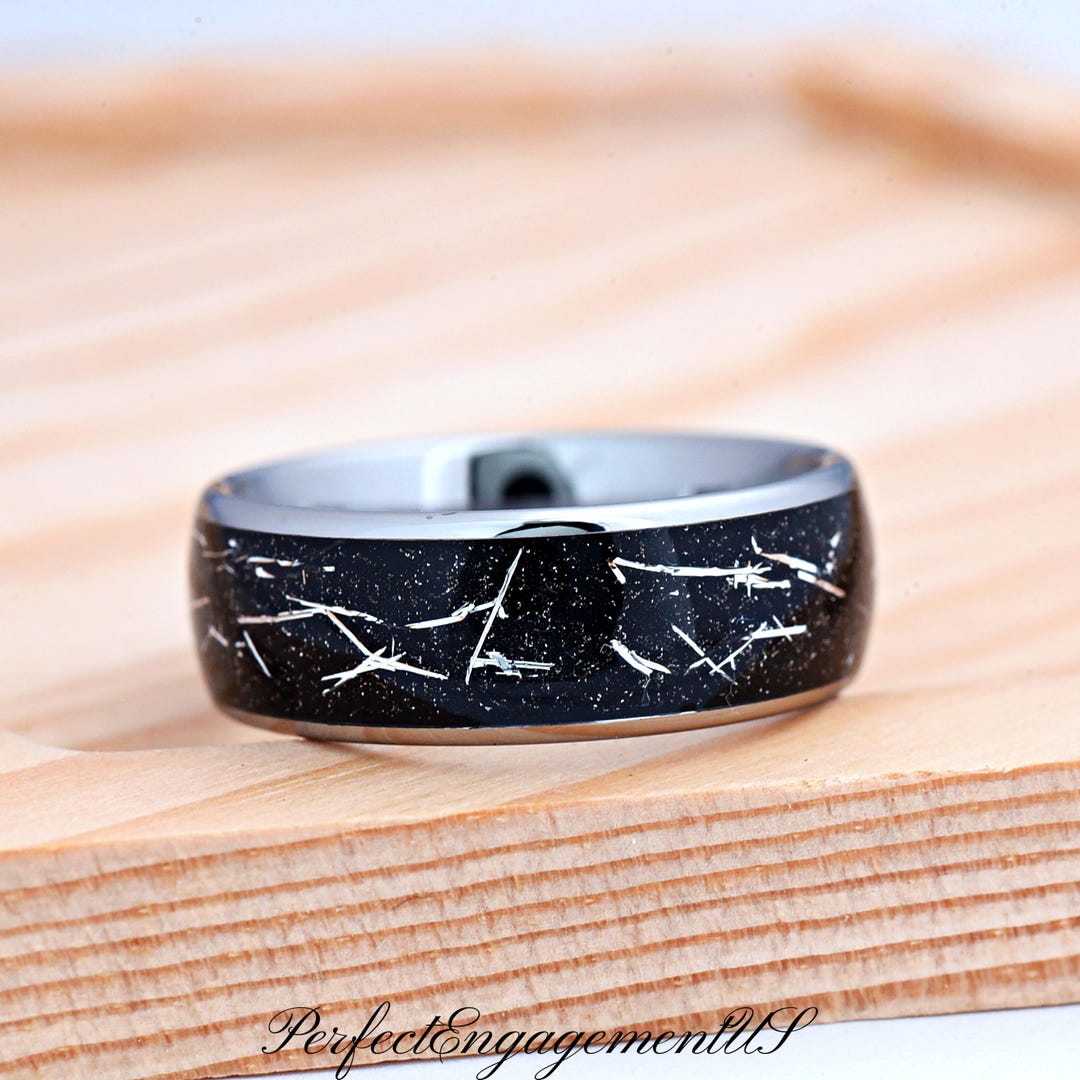 Tungsten Nebula Outer Space Inspired Inlay Men's Engraved Engagement ...