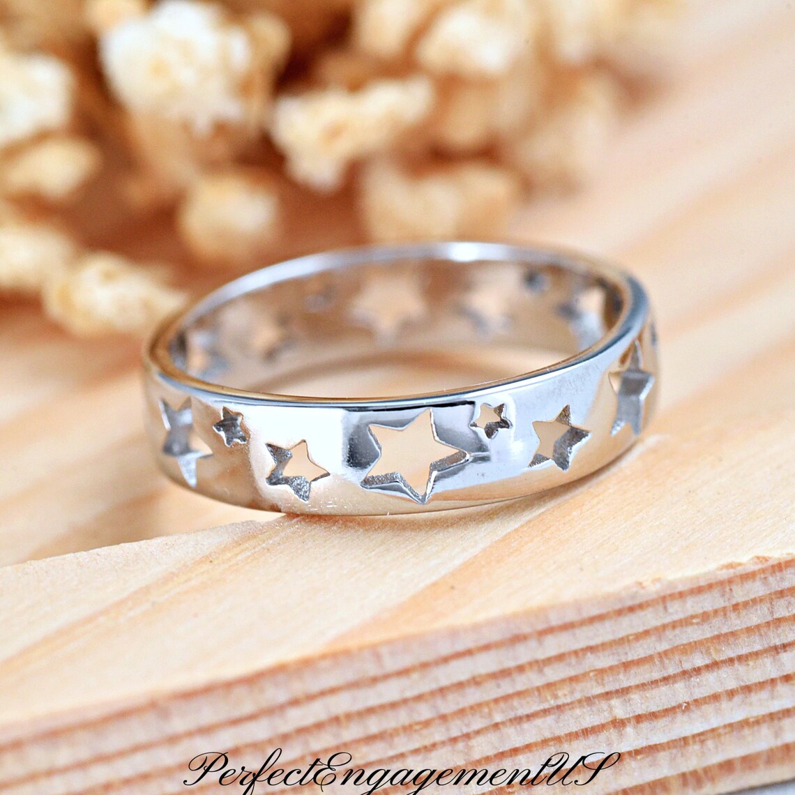 Stars Cut Out Band | Solid 925 Sterling Silver Celestial Stars Ring ...