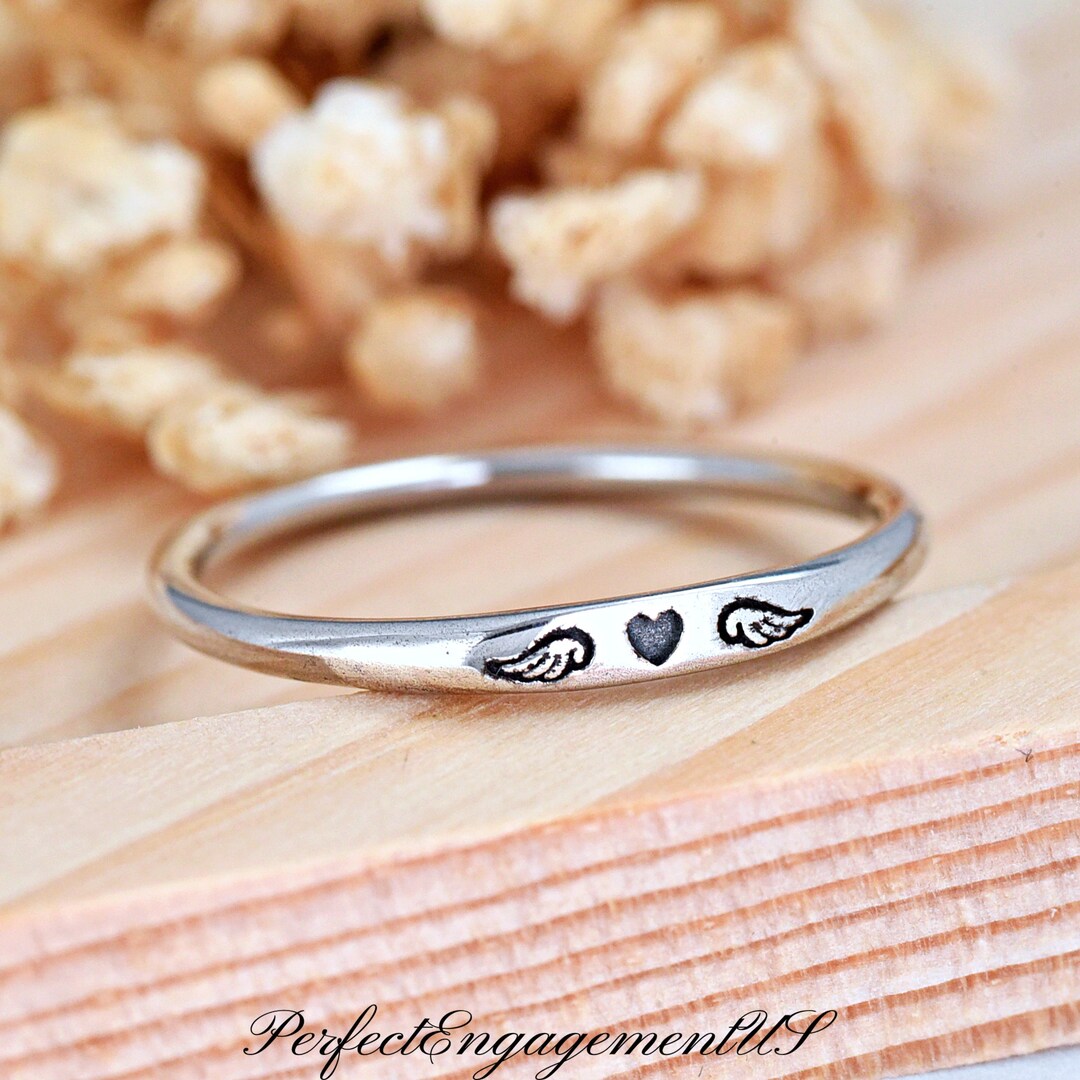Heart With Wings Stackable Ring | Solid 925 Sterling Silver Promise ...