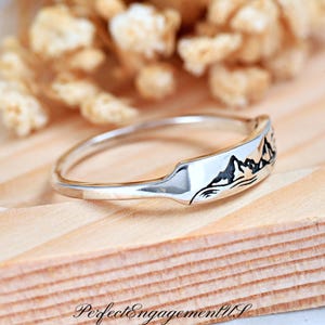 Mountains Nature Scenery Engraved Ring | Solid 925 Sterling Silver Ring ...