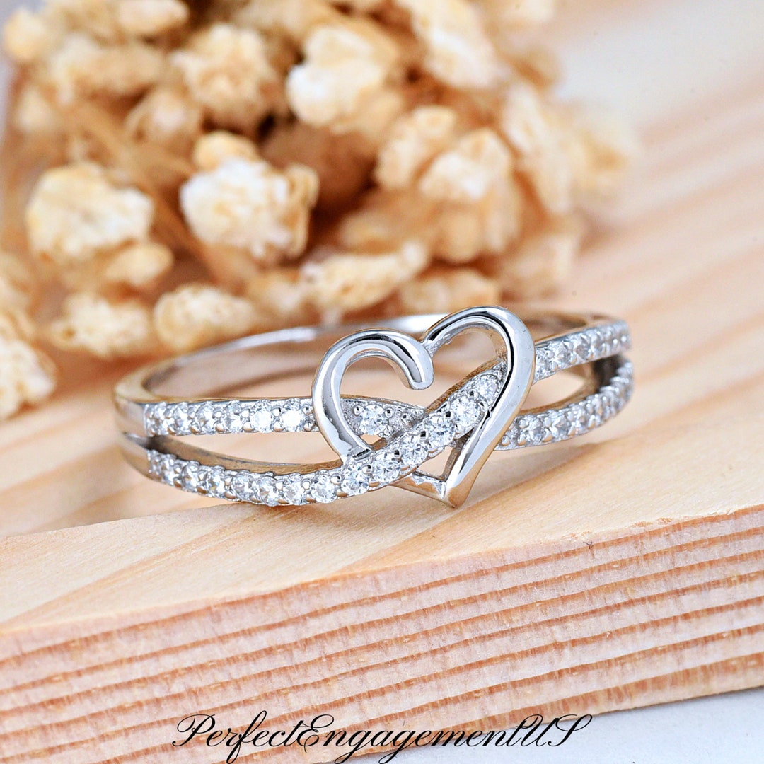 Infinity Heart CZ Ring | Solid 925 Sterling Silver Love Promise CZ Ring ...