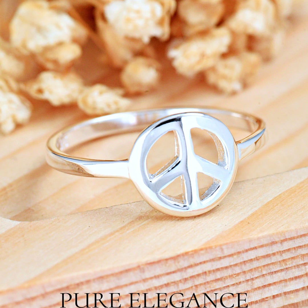 Peace Symbol Stackable Ring | Solid 925 Sterling Silver Peace Sign Ring ...
