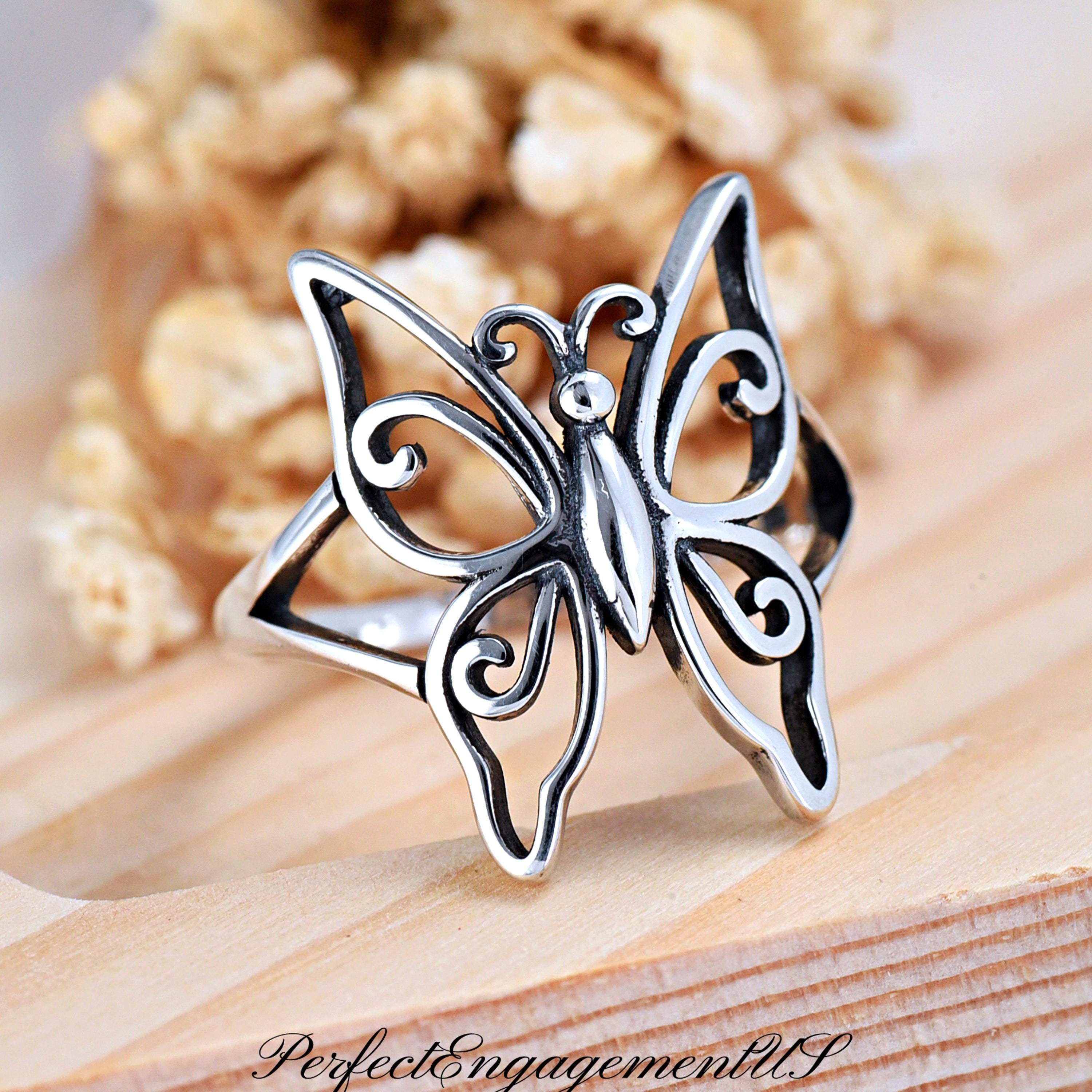 Unique Butterfly Statement Ring | Solid 925 Sterling Silver Ring ...